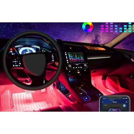 Foot voice-activated LED car colorful music rhythm light-APP Bluetooth ...