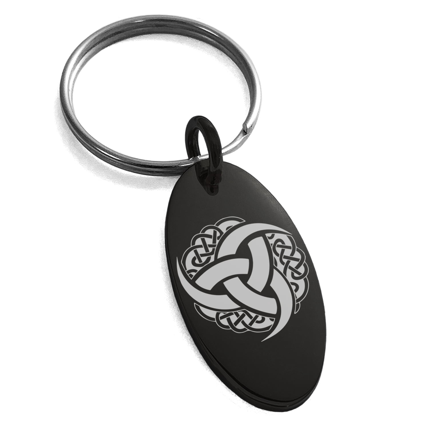 Stainless Steel Triskelion Odin's Horn Knot Viking Engraved Small Oval ...