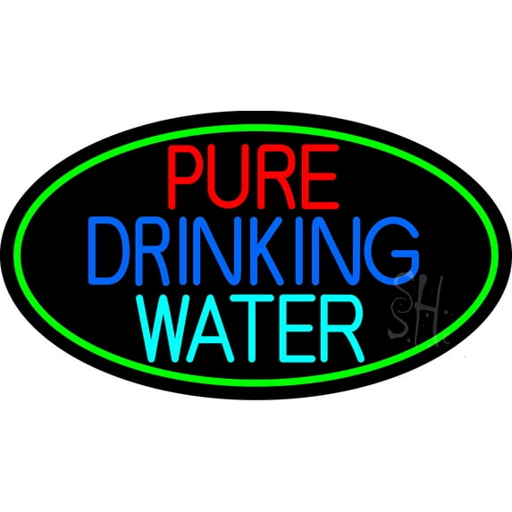 Pure Drinking Water LED Neon Sign 13 x 24 - inches, Black Square Cut ...
