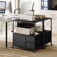 Black 3 Drawer Lateral File Cabinet with Charging Station, Mobile ...