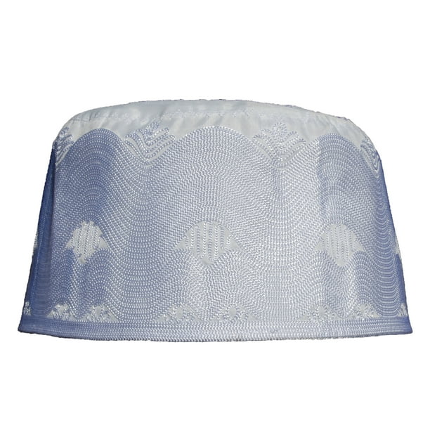 TheKufi® Unique Tall Tapered White Embroidered Cotton Islamic Kufi Hat ...