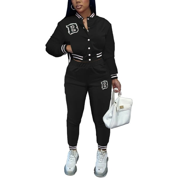Fashnice Ladies Sweatsuit Long Sleeve Tracksuit Bomber Jacket And Pants ...
