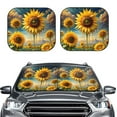 2 Piece Car Windshield Sun Shade - Artistic Oil Painting Sunflower ...