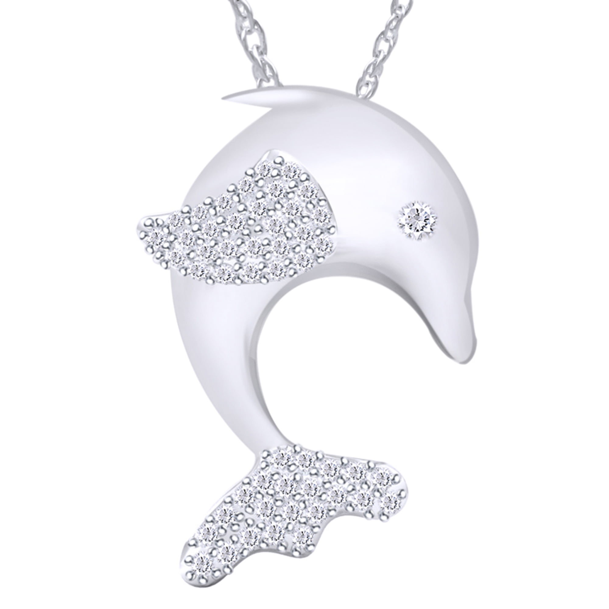 Wishrocks - 0.19 Carat (cttw) Round White Natural Diamond Dolphin ... Wishrocks - 0.19 Carat (cttw) Round White Natural Diamond Dolphin ...