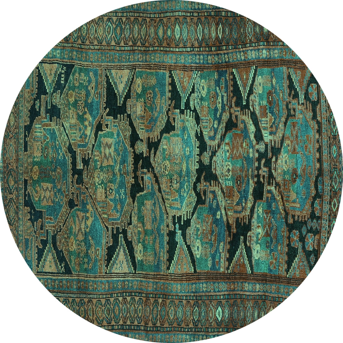 Ahgly Company Indoor Round Persian Turquoise Blue Traditional Area Rugs ...