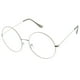 Classic Oversize Slim Metal Frame Clear Flat Lens Round Eyeglasses 56mm ...