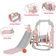 Gymax 3 in 1 Indoor/Outdoor Toddler Climber, Swing Set & Slide Playset ...