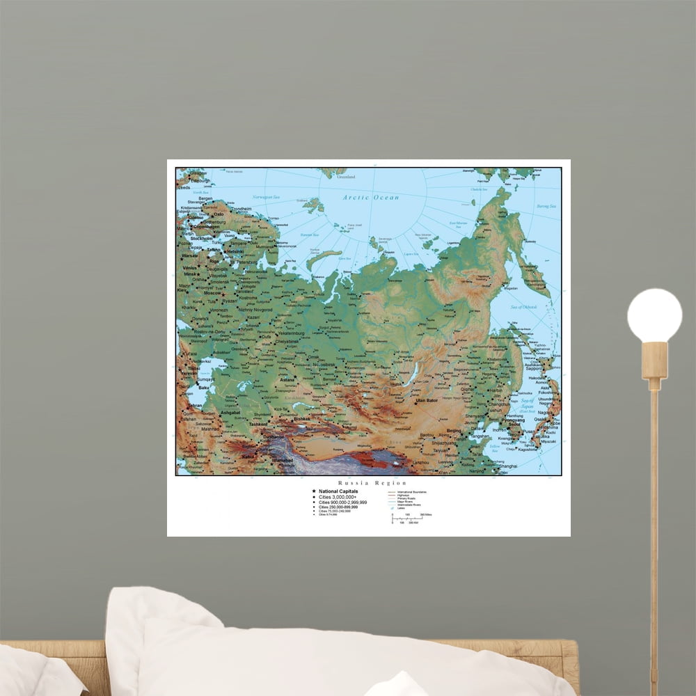 Map Russia Wall Mural Decal Sticker, Wallmonkeys Peel & Stick Vinyl ...