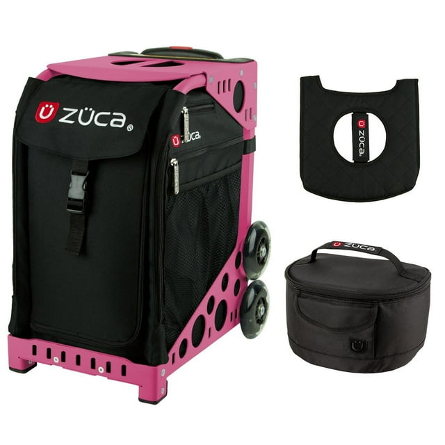 Zuca 18" Sport Bag - Obsidian with Lunchbox and Seat Cover (Pink Frame ...