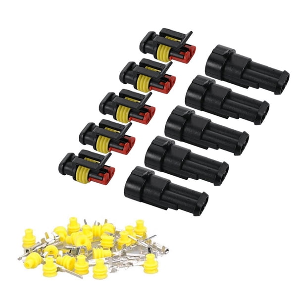 Luckyn 5 Set 2 Pin Way Sealed Electrical Wire Auto Connector Plug Water ...