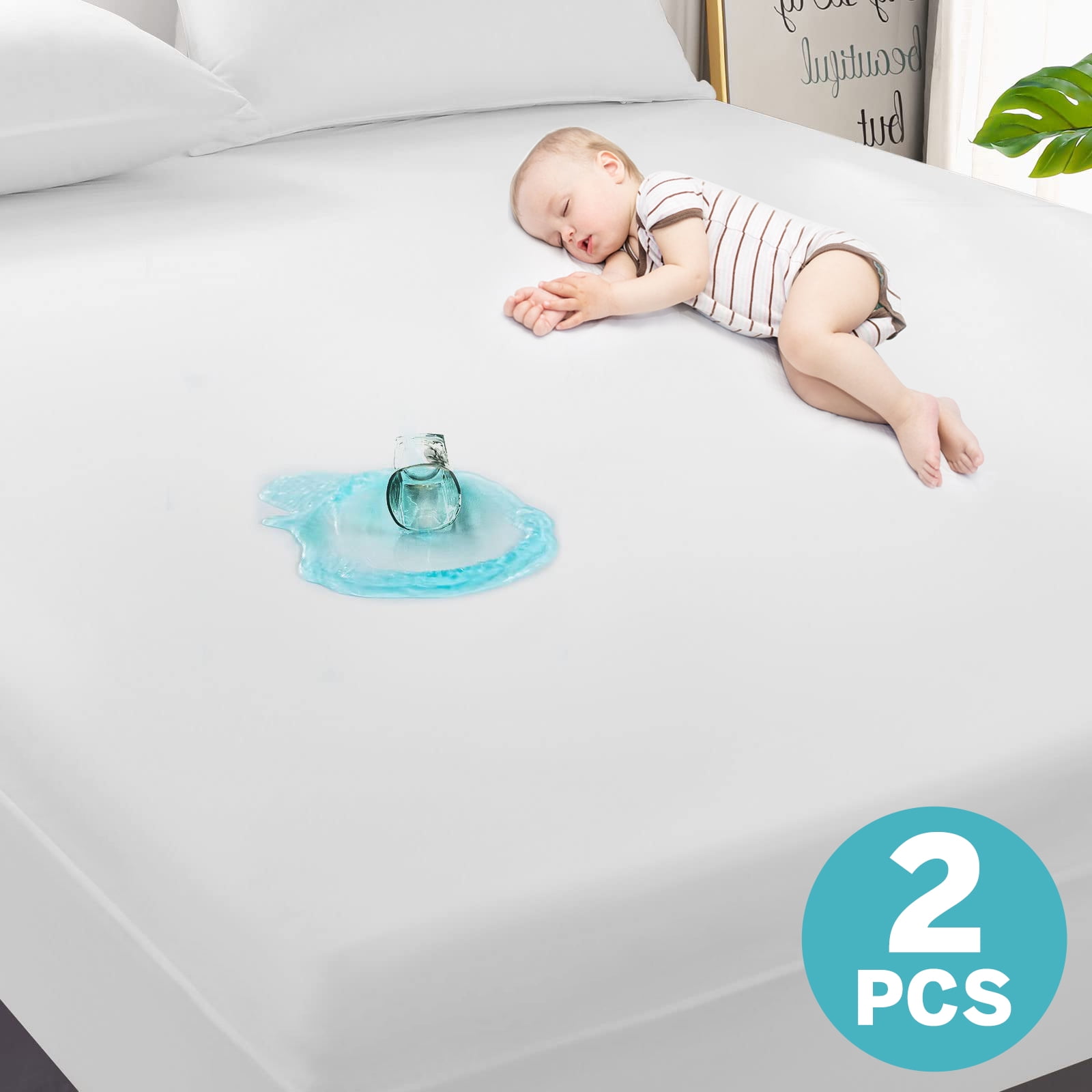 Sanmadrola Mattress Protector 100% Waterproof Bed Cover Premium Fitted ...