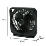 Mainstays Compact 9 Inch Box Fan with 3 Speeds Black, Portable Desktop ...