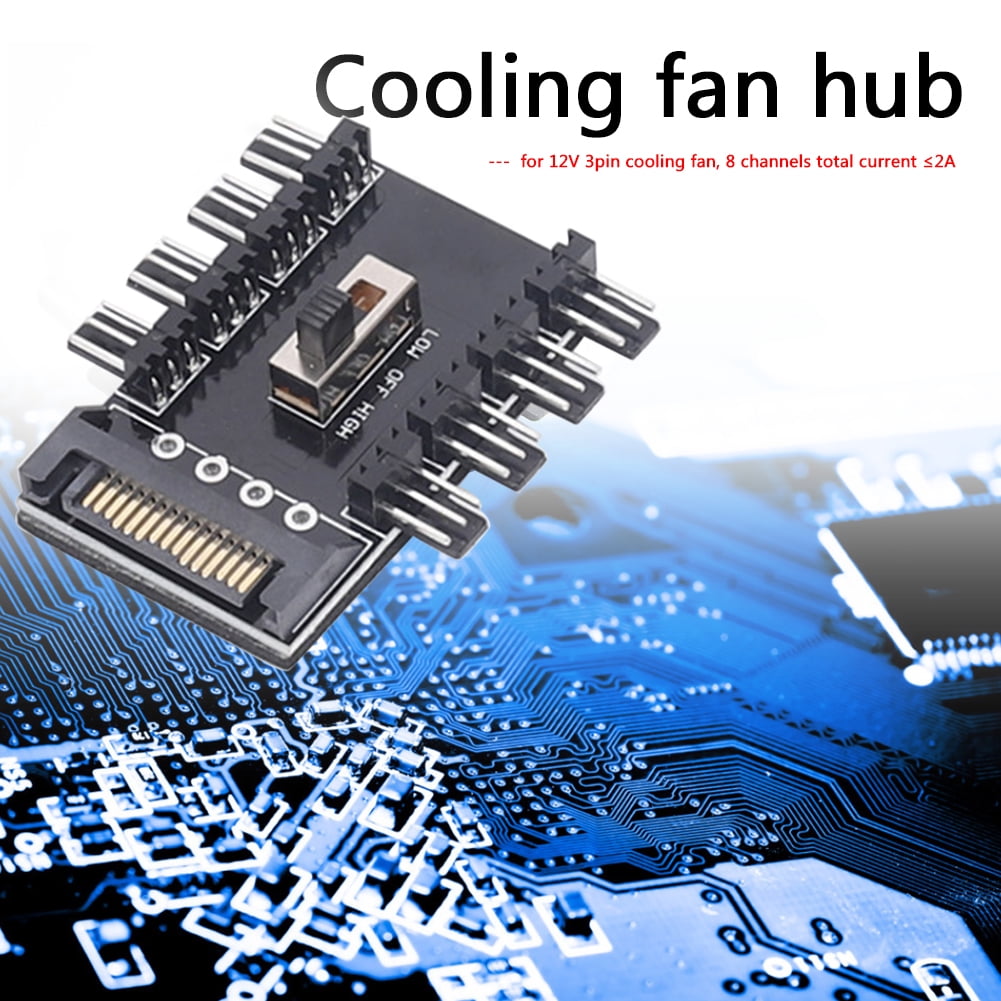 Multi Way Splitter Cooler Cooling Fan Hub PC SATA 1 to 8 12V Power ...