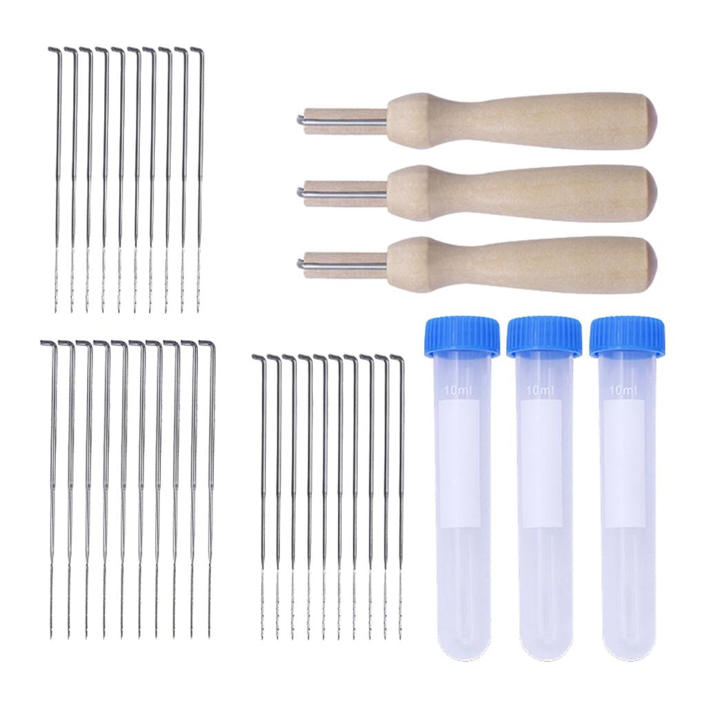 30PCS Felting of 3 Sizes Wooden Handle Felting Starter , Felting Stitch ...