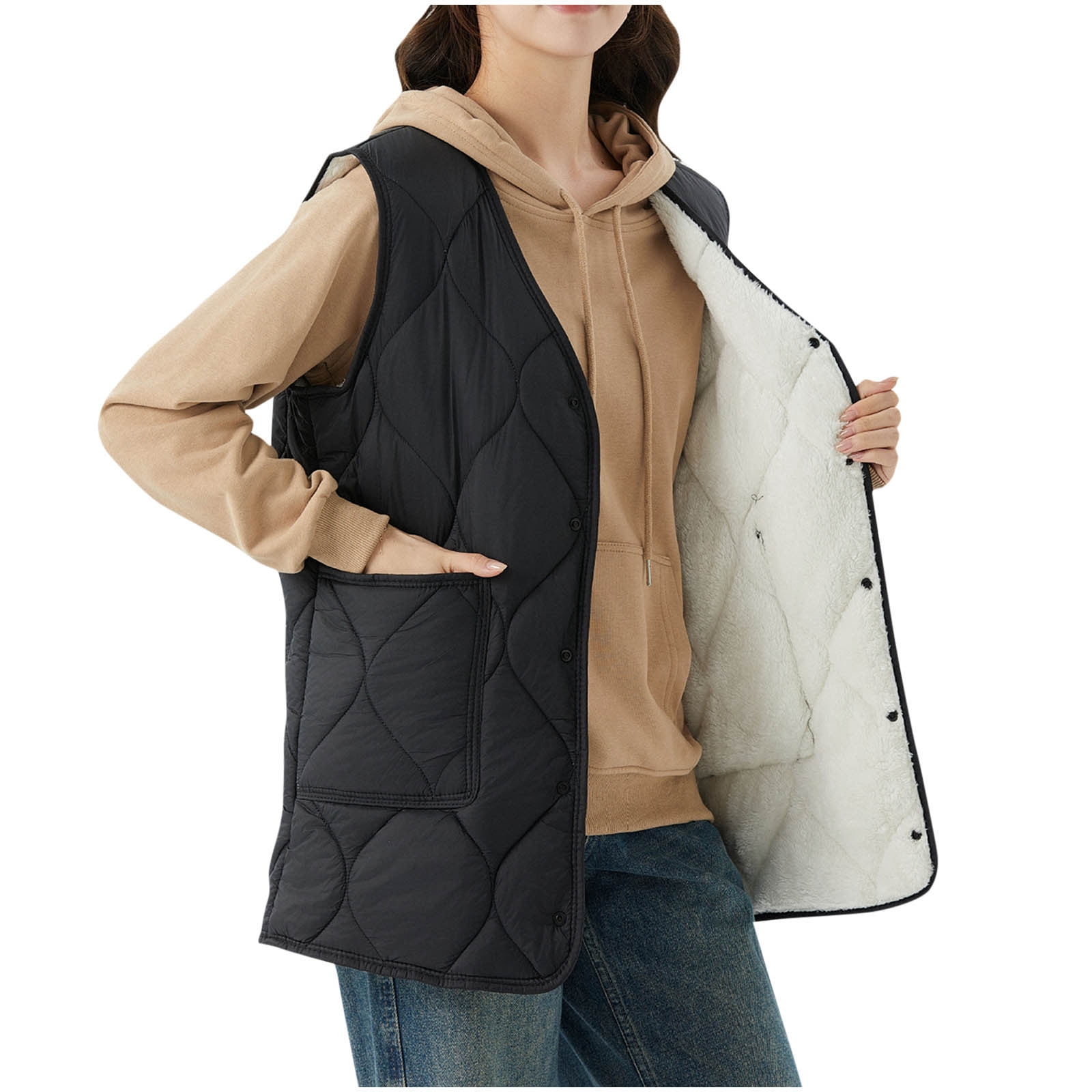 Click here for Pisexur Womens Winter Vest Solid Color Warm Fleece... prices