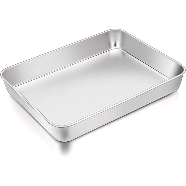 Bexikou Small Oven Tray, Stainless Steel Tray Bake Cake Tin Rectangle ...