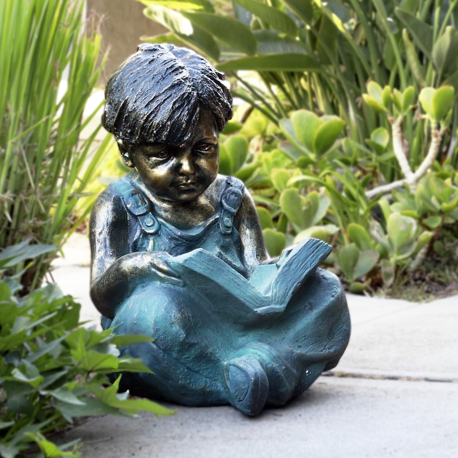 Alpine Corporation 19" Tall Indoor/Outdoor Boy Sitting Down Reading ...