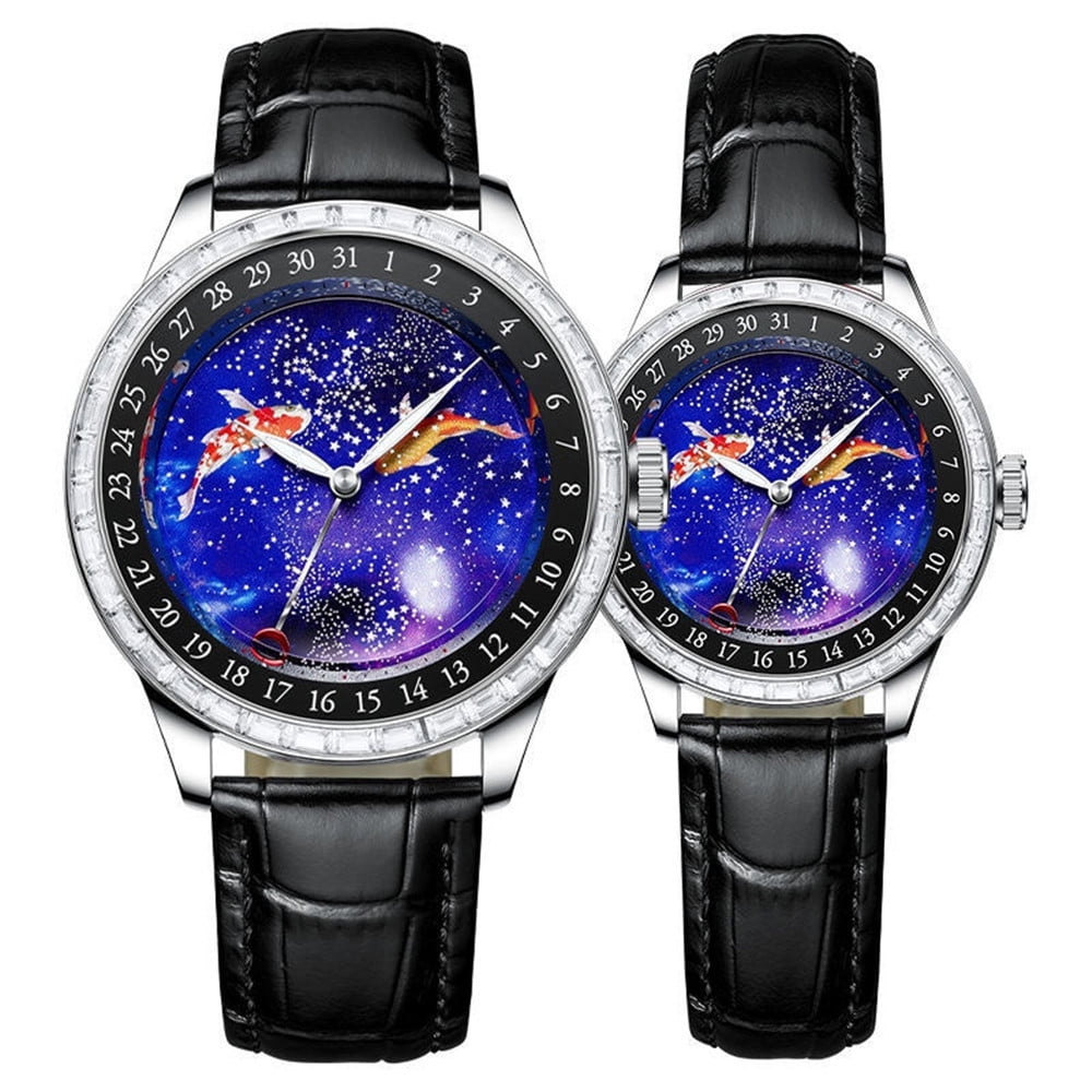 JINLERY Men Automatic Self-Winding Mechanical Stainless Steel Leather ...