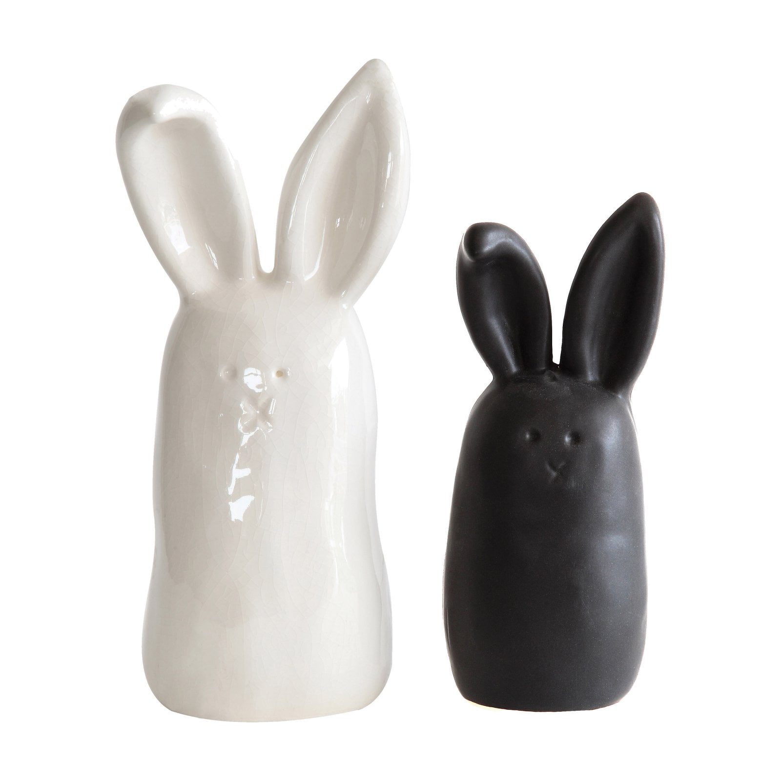 3R Studios Black and White Stoneware Rabbits - Set of 2 - Walmart.com