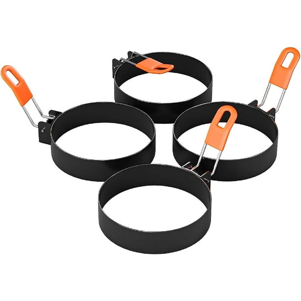 Egg Ring Round Stainless Steel Egg Cooking Rings with Orange Silicone ...