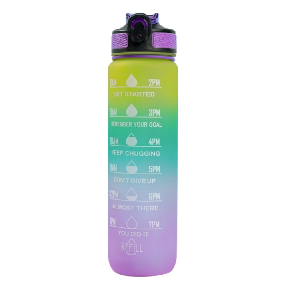 Motivational Water Bottle with Time Marker & Fruit Strainer, Leak-proof ...
