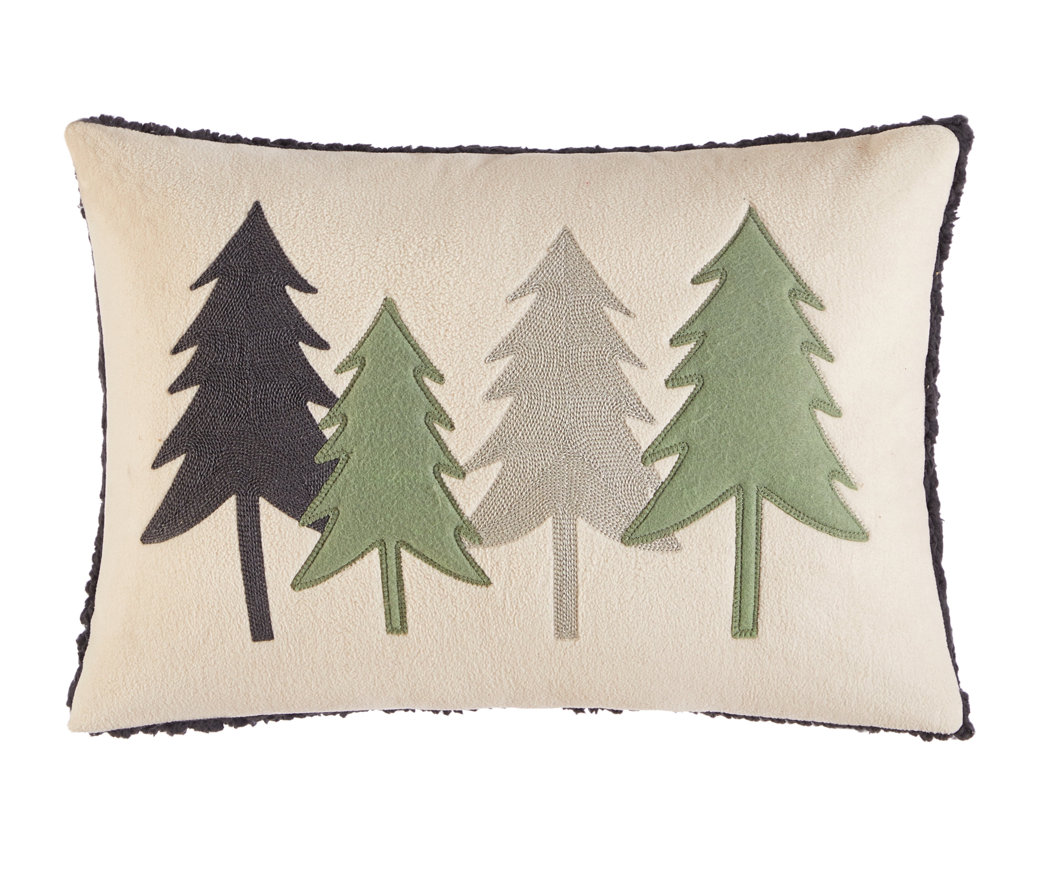 Mainstays Lodge Trees Applique Oblong Decorative Pillow with Sherpa ...
