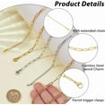 12Pcs 316L Surgical Stainless Steel Paperclip Chain Necklaces Golden ...