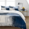 4 Piece Duvet Cover Set Twin, Blue Gradient Color Block Soft Breathable ...