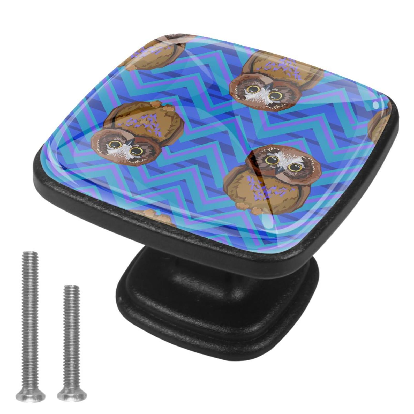 4 Pcs Cabinet Handle Drawer Pulls Owl Knobs with Screws Square ...