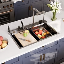 Deervalley 31.5" X 18" Smart Waterfall Kitchen Sink, Drop In Stainless ...