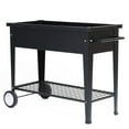 HomeStock Mountain Lodge Black Mobile Metal Raised Garden Bed Planter ...
