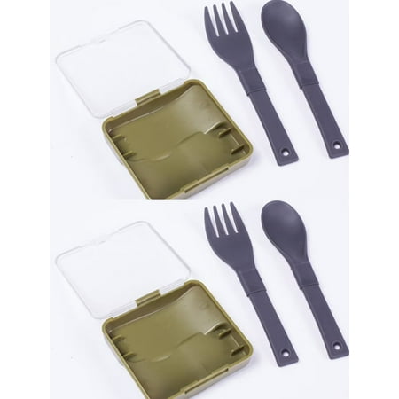 NETSENG Foldable Fork and Spoon Set ，Portable with Case plastic ...