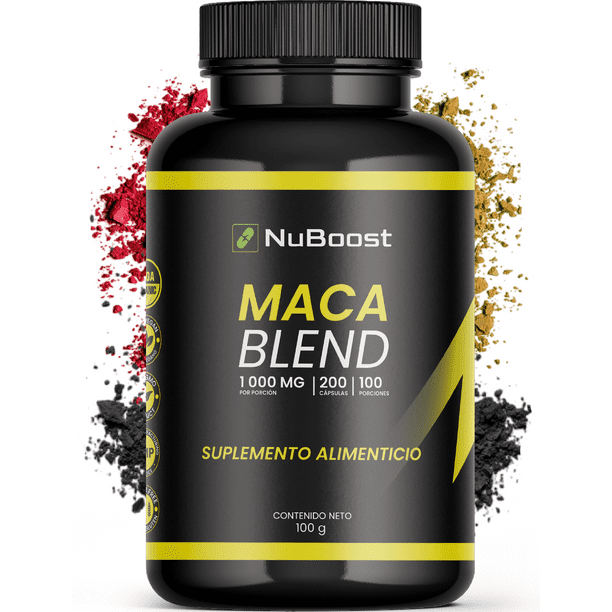 Nuboost Maca Blend 1000 mg 200 cápsulas Maca Peruana Maca Negra Maca Roja Maca Amarilla con ...