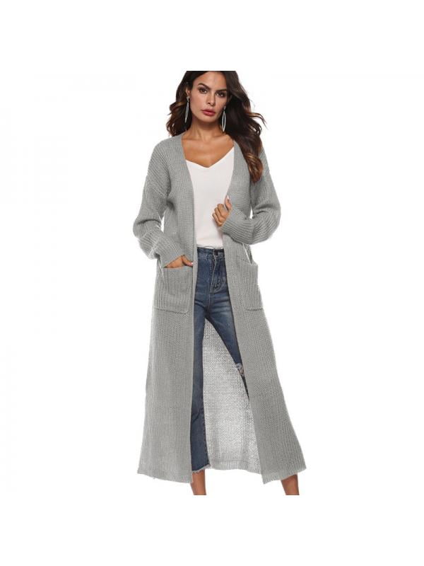 Finex Women Full Length Thick Maxi Cardigan Duster Long Sleeve Open ...
