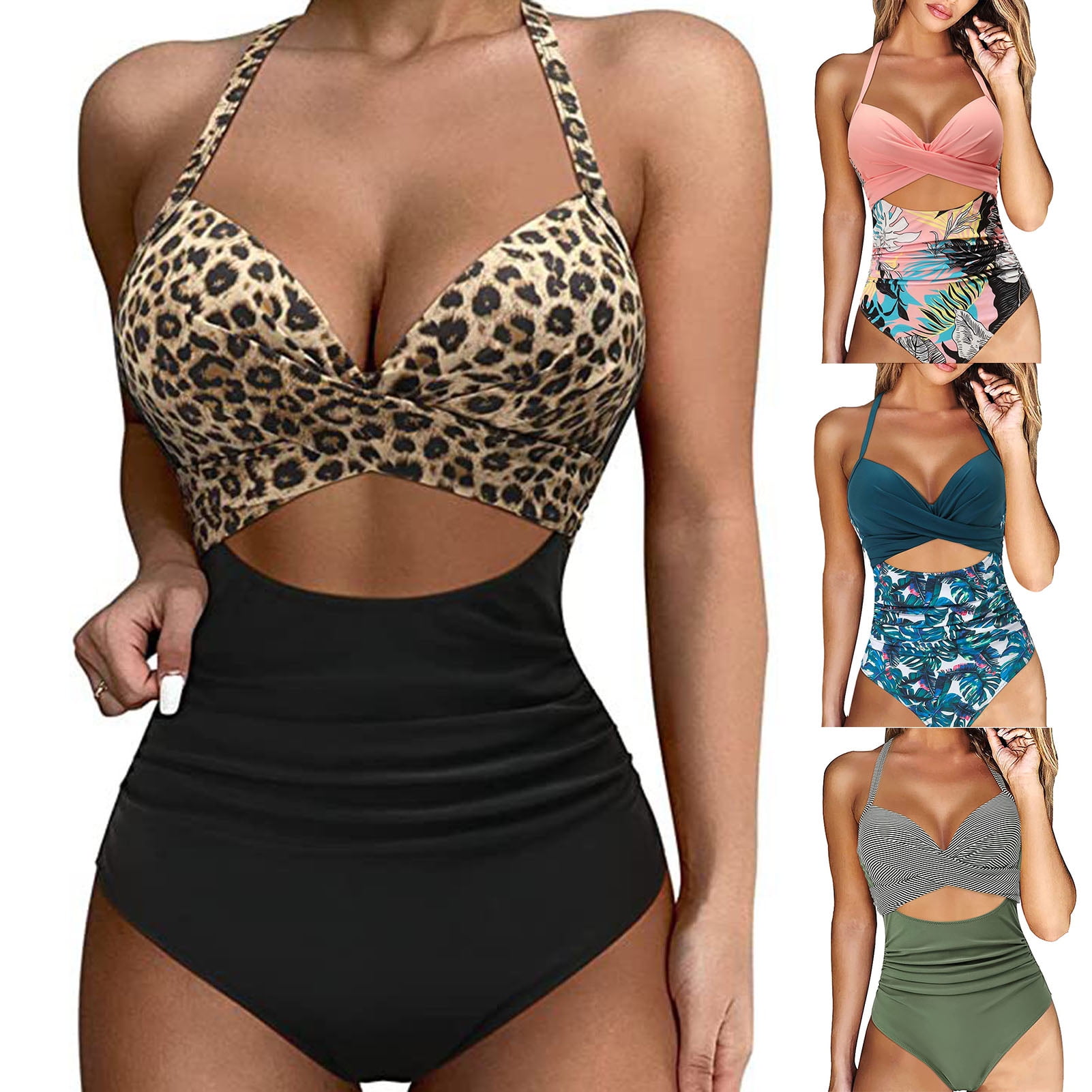 Travelwant Women Sexy Cutout One Piece Swimsuits Push Up Tummy Control