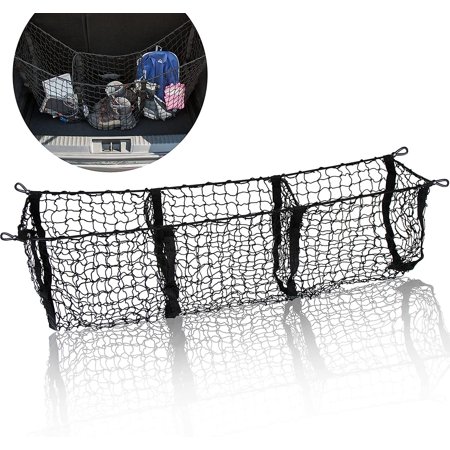 3 Pocket Trunk Net Organizer Stretchable Heavy Duty Cargo Storage Mesh ...