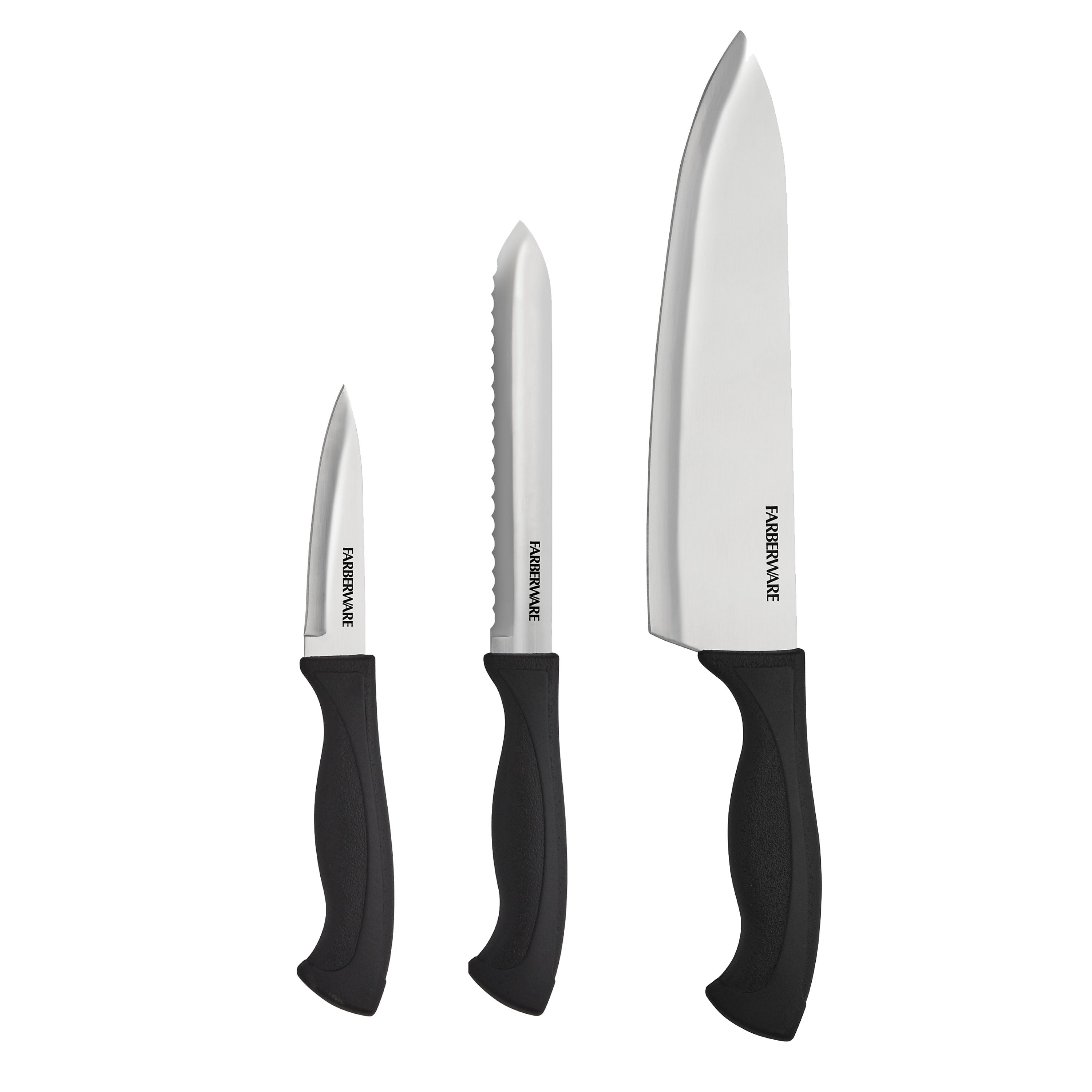 Farberware Knife Armor 3 Piece Chef Knife Set High Polished Stainless