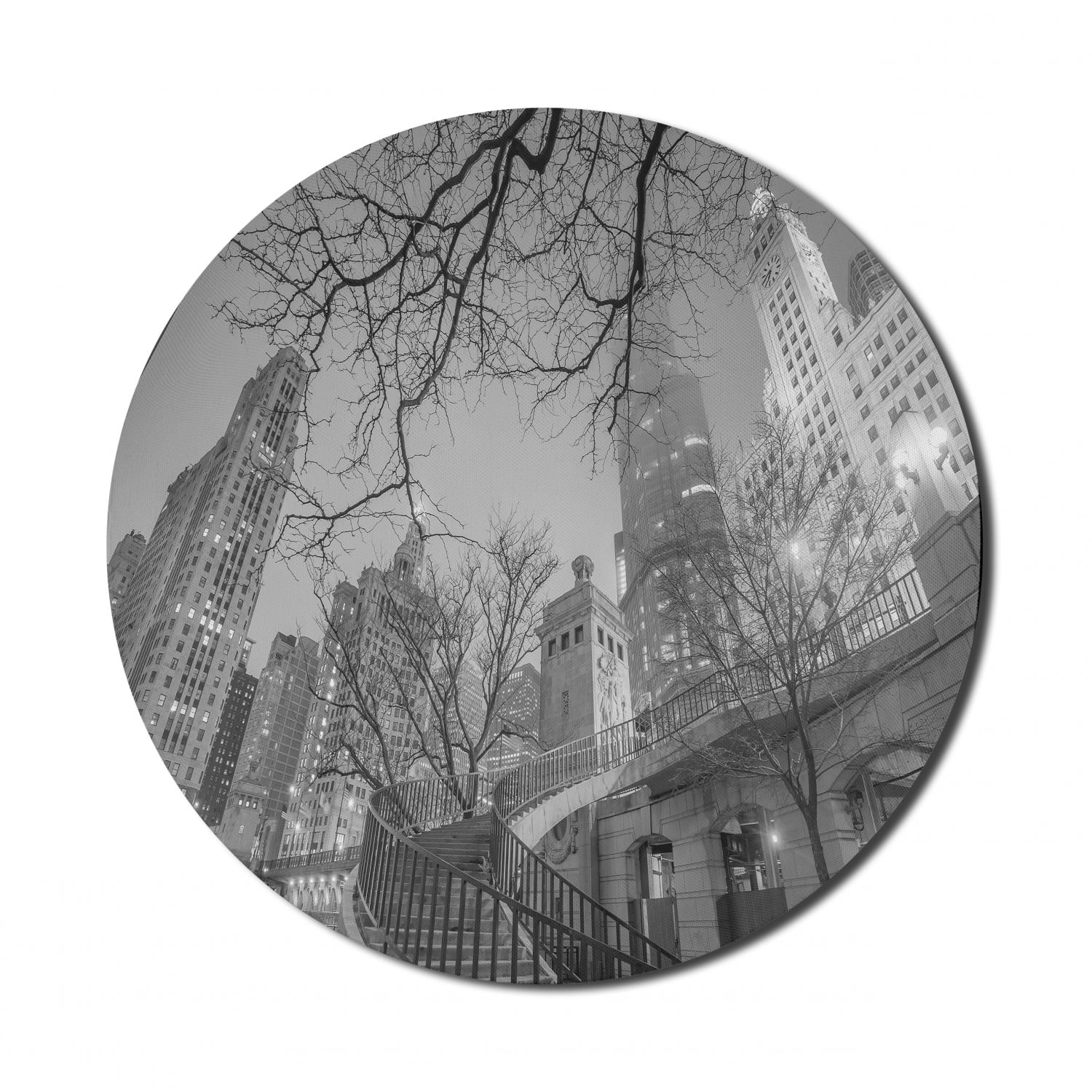Black and White Mouse Pad for Computers, Chicago City Downtown ...