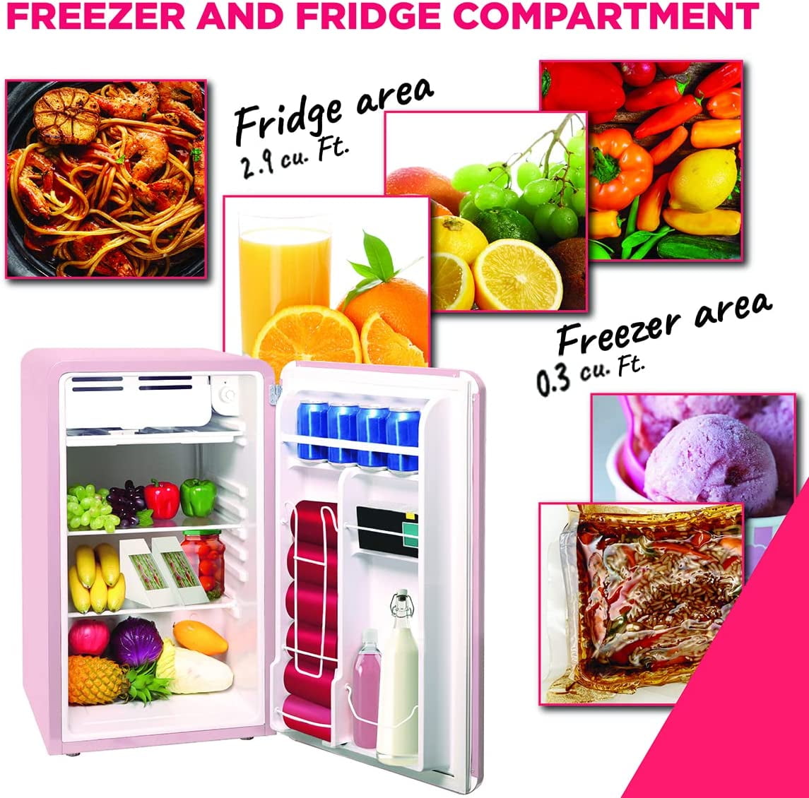 Pink Mini Fridge With Freezer