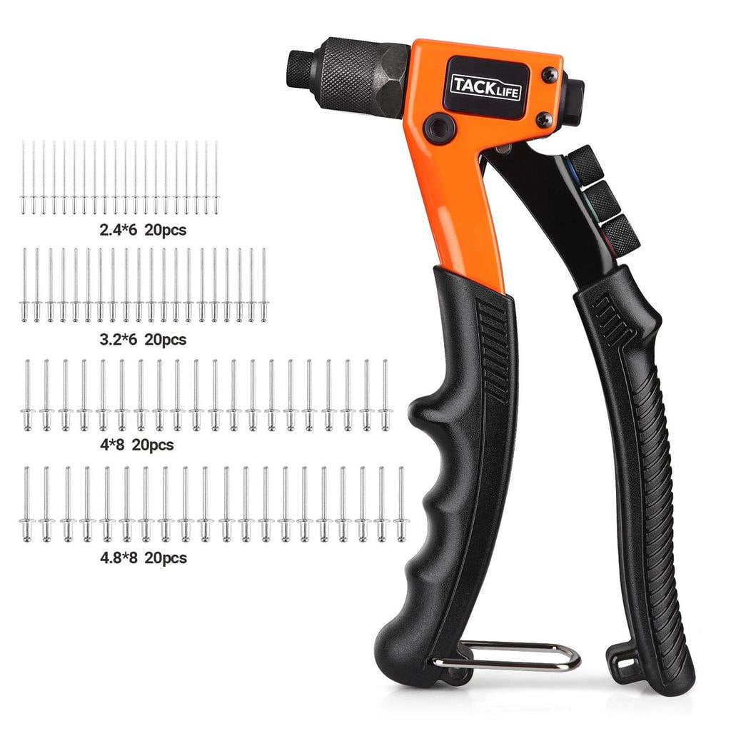 TLC Depot 4 in 1 Rivet Gun Kit with 80 Pcs Rivets, 4 in 1 Hand Riveter ...
