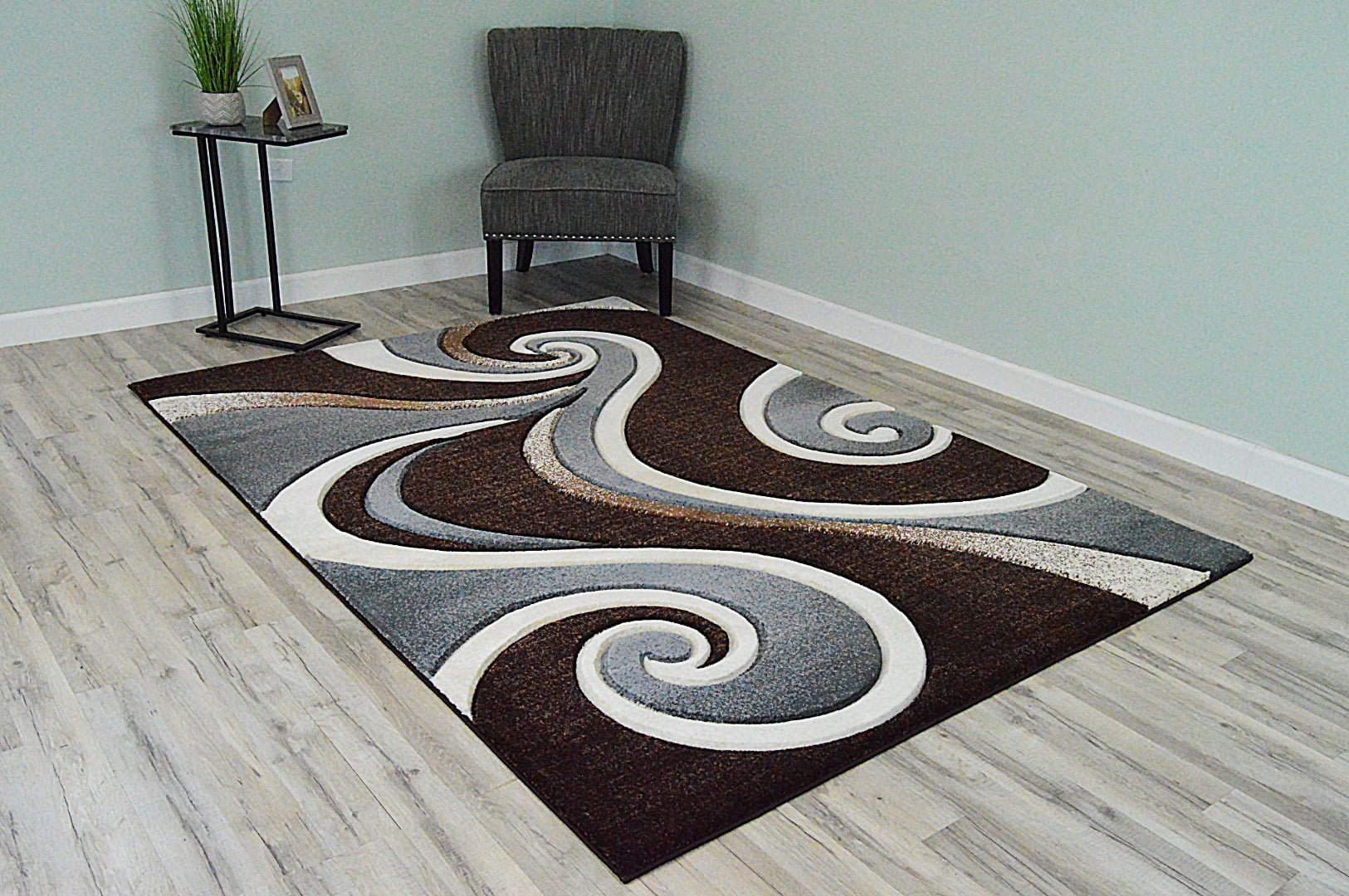 PREMIUM 3D Effect Hand Carved Thick Modern Contemporary Abstract Area ...