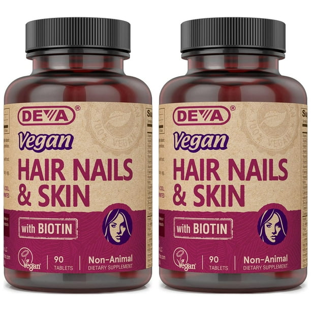 Suplemento de vitaminas veganas DEVA para cabello, uñas y piel, 90 comprimidos | Bodega Aurrera ...