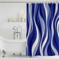 Blue Line Shower Curtain, 48" x 72", Gradient Abstract Twisted Wave ...