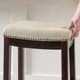 Linon Cessford 26" Backless Indoor Bar Stool, Dark Walnut and Beige ...