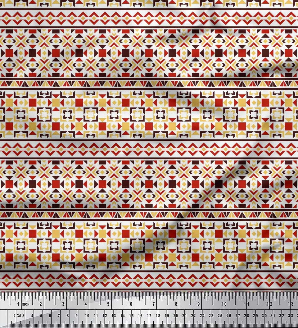 Soimoi Cotton Duck Fabric Aztec Geometric Print Fabric by The Yard 42 ...