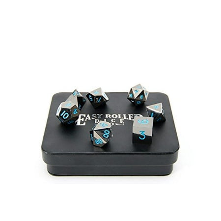 Powder Blue Gun Metal Polyhedral Dice Set | 7 Piece | Professional ...