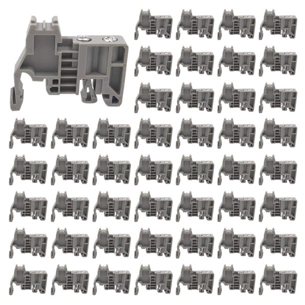 E / Uk Din Rail Terminal Blocks End Stopper Bracket Gray, Conector del ...