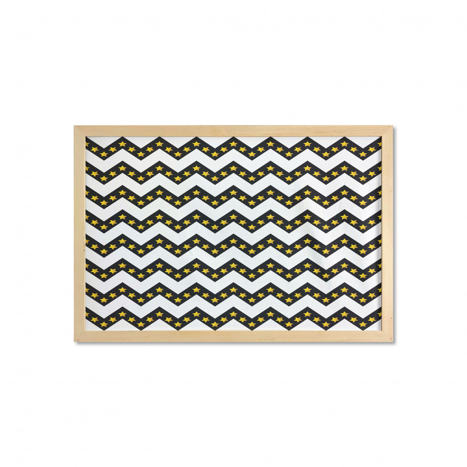 Chevron Wall Art with Frame, Black Zig Zag Chevron Pattern with Inner ...