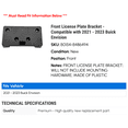 Front License Plate Bracket - Compatible with 2021 - 2023 Buick ...