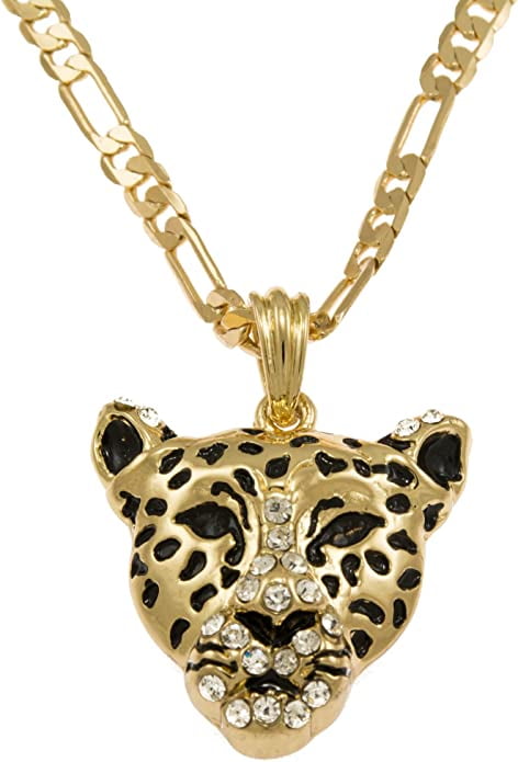Hip-Hop Iced Gold Tone Tiger Pendant Necklace Free 24" chain - Walmart.com